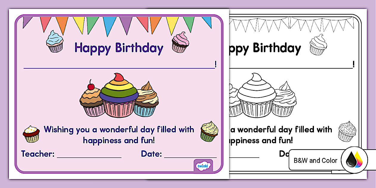 Cupcake Happy Birthday Certificate (teacher made) - Twinkl