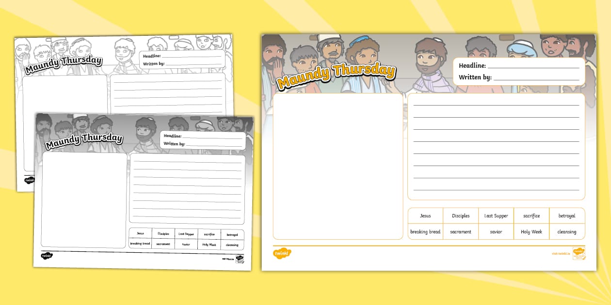 Maundy Thursday Newspaper Writing Template (teacher made)