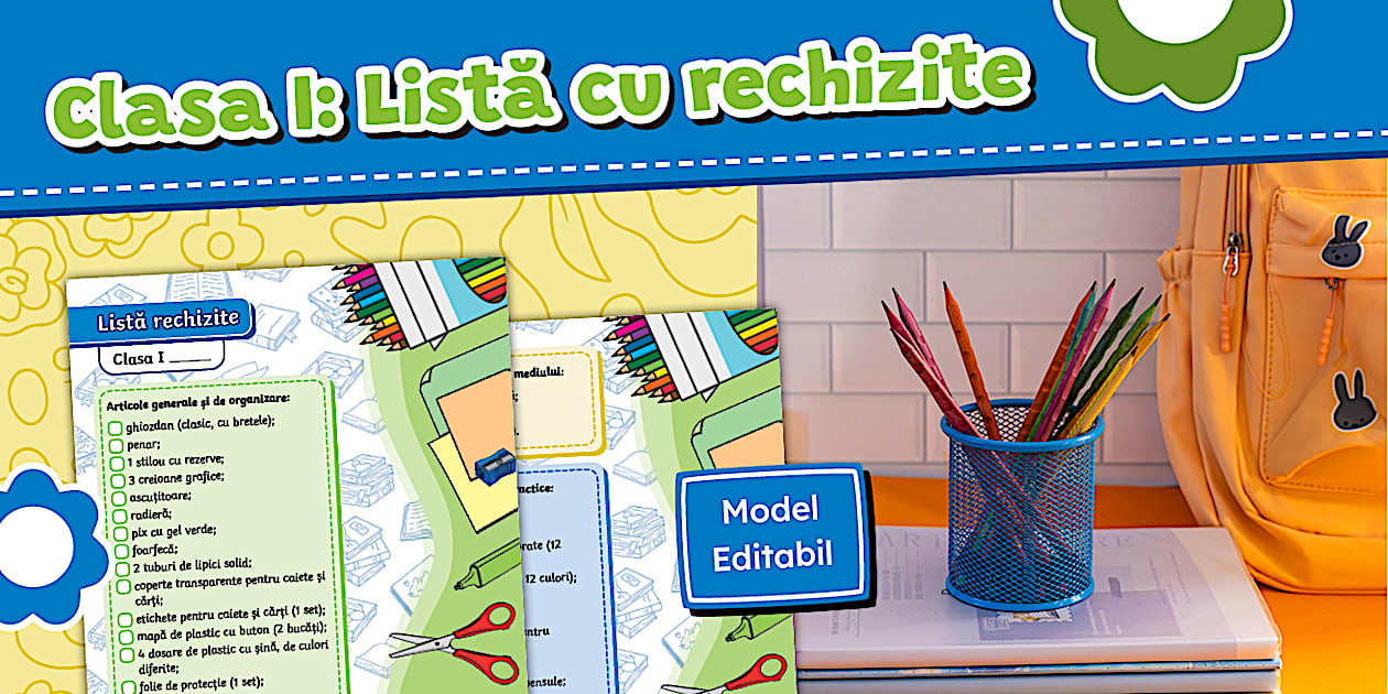 Clasa I: Listă cu rechizite – Model editabil - Twinkl