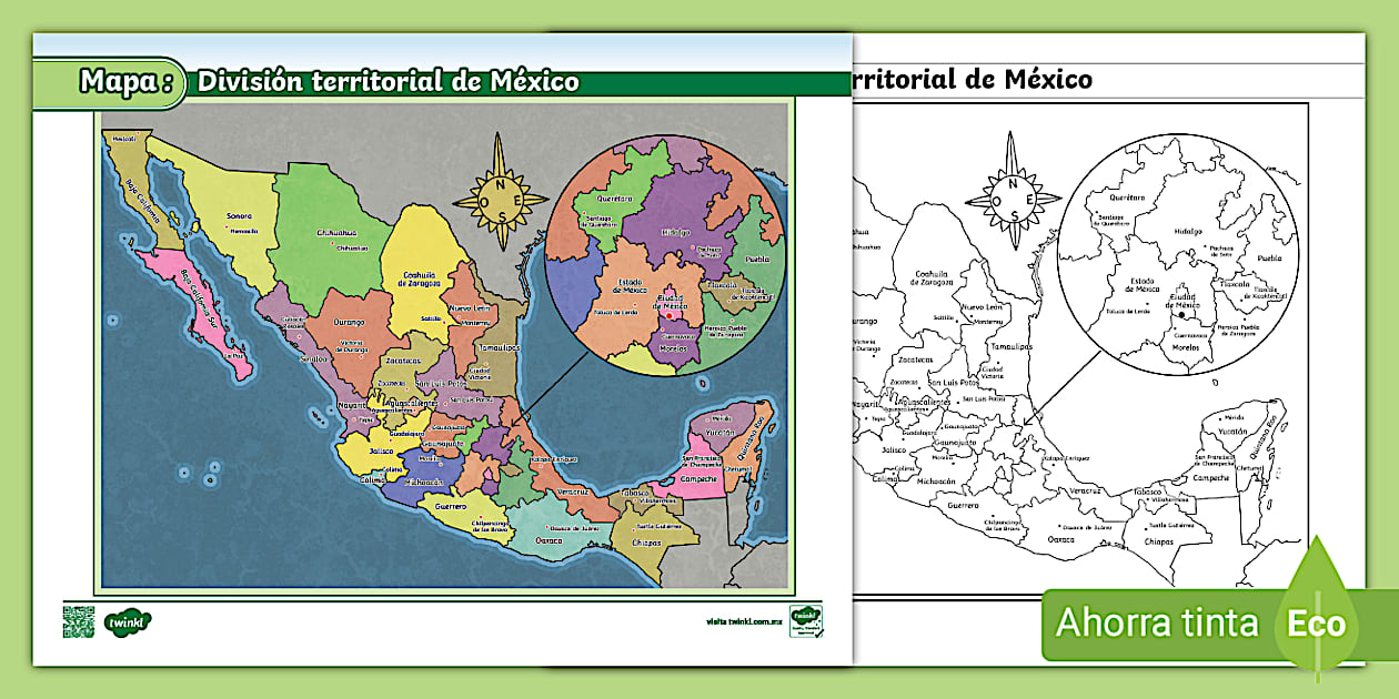 Mapa de México para colorear - Twinkl México - Twinkl