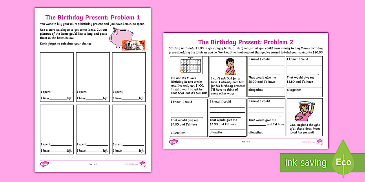 The Birthday Present Problem Activity (teacher made)