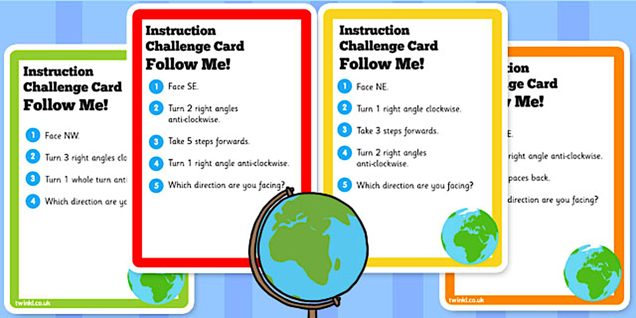 Geography Following Directions Challenge Cards - Twinkl