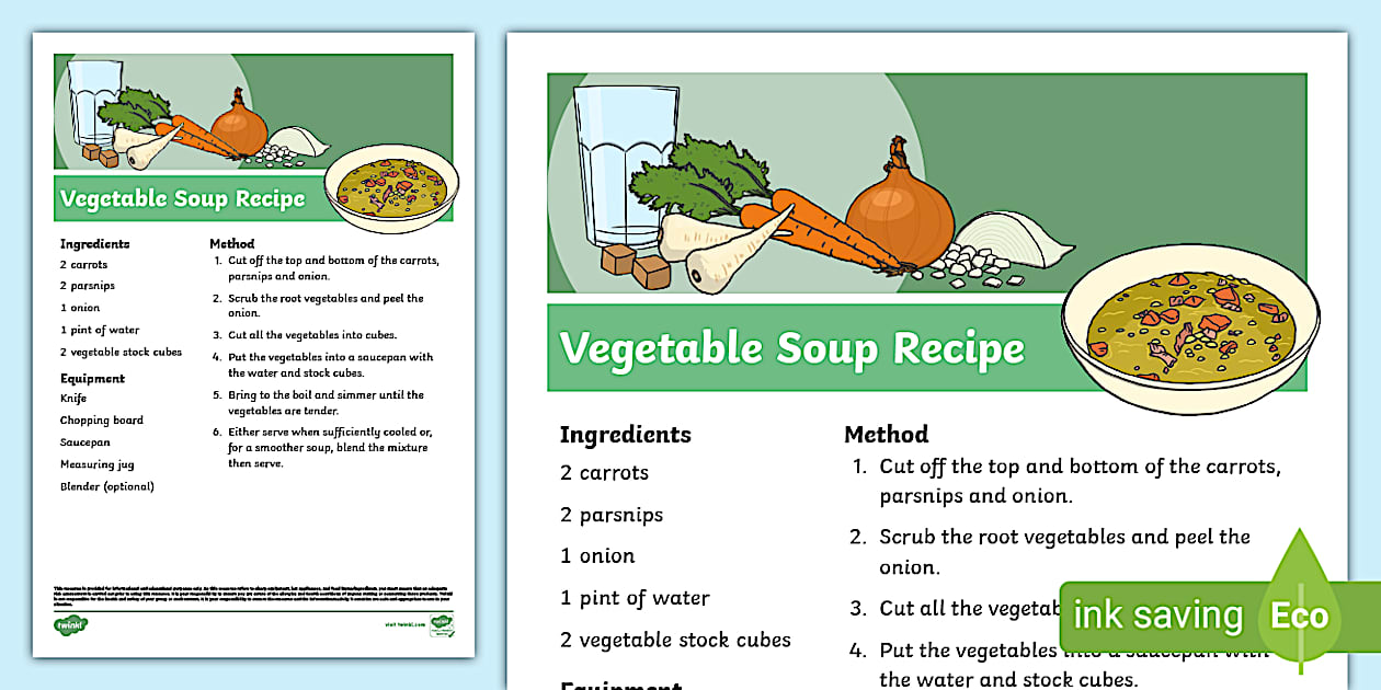Vegetable Soup Recipe (teacher made) - Twinkl