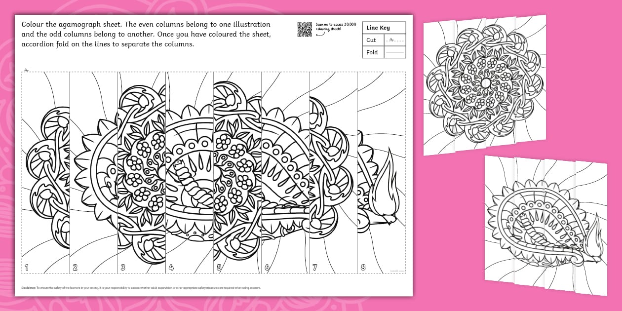 Diwali Colouring Agamograph - Twinkl Primary (Teacher-Made)
