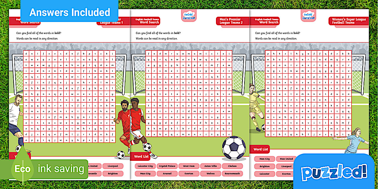 English Football Teams Word Search - Twinkl Puzzled - Kids