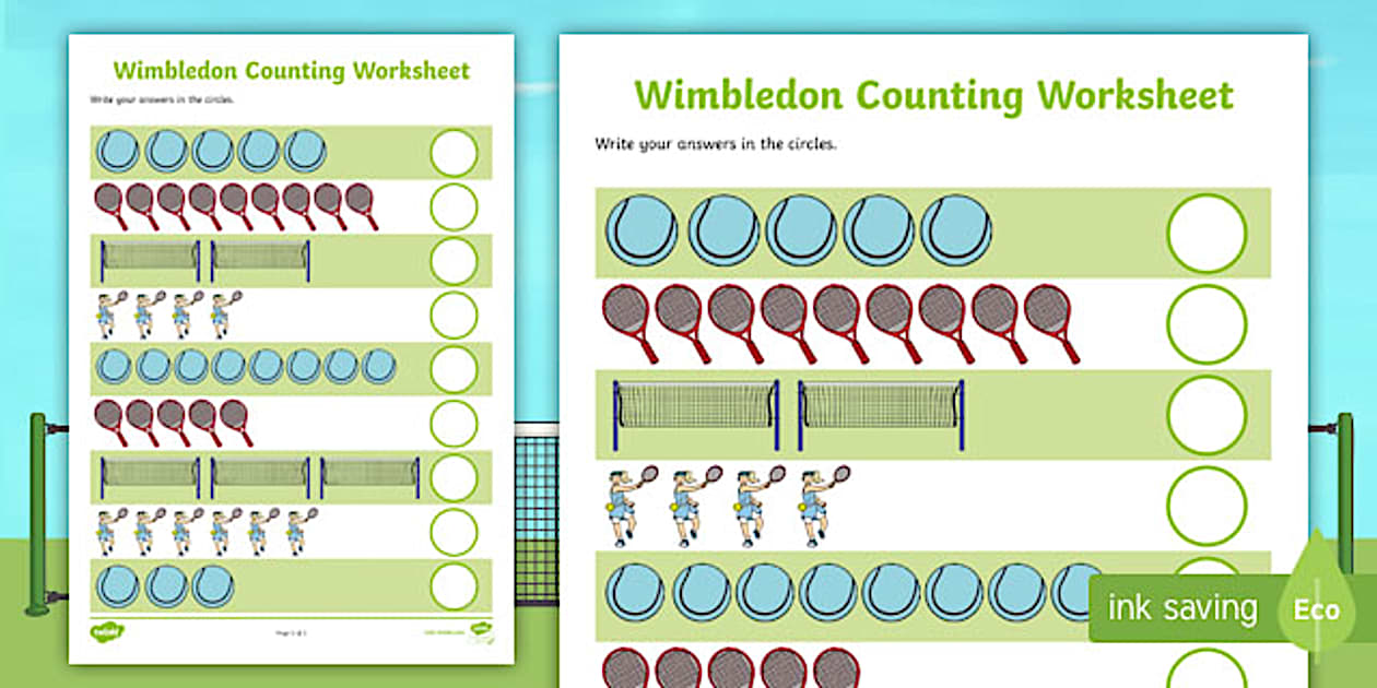 Wimbledon Themed Counting Worksheet (teacher made) - Twinkl