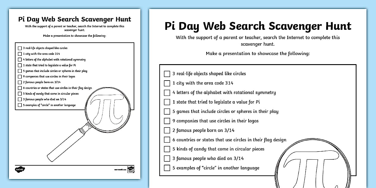 Pi Day Scavenger Hunt Web Activity | Twinkl USA - Twinkl