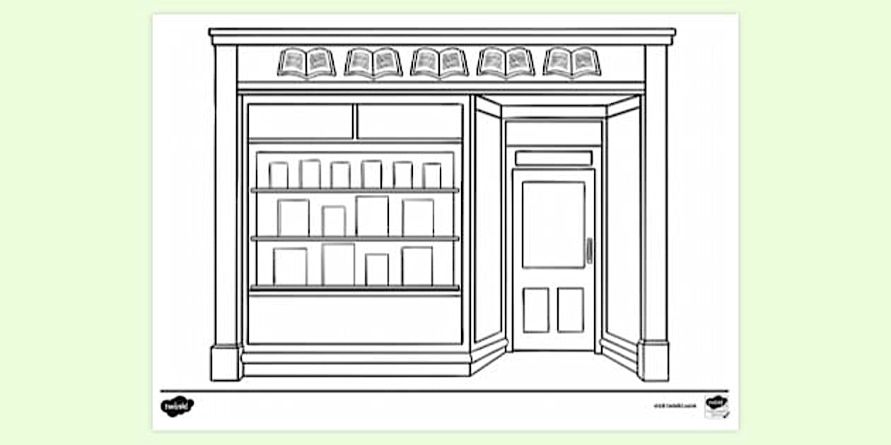 Bookshop Display Colouring Sheet (Teacher-Made) - Twinkl