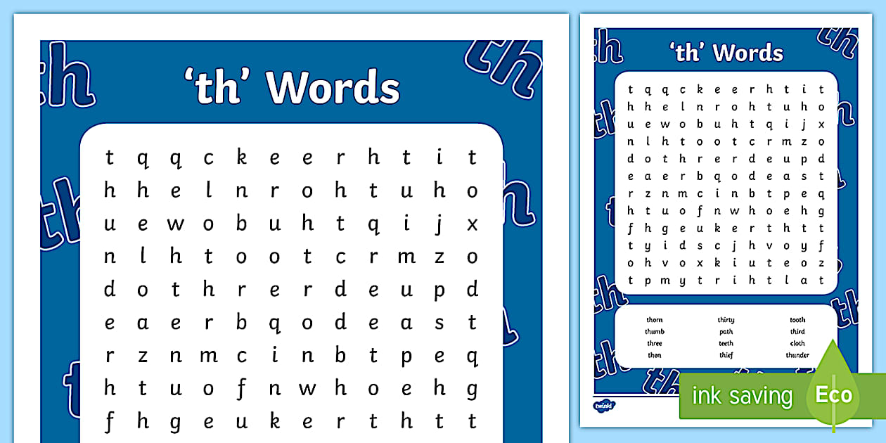 ‘th’ Words phonics word search. (teacher made) - Twinkl