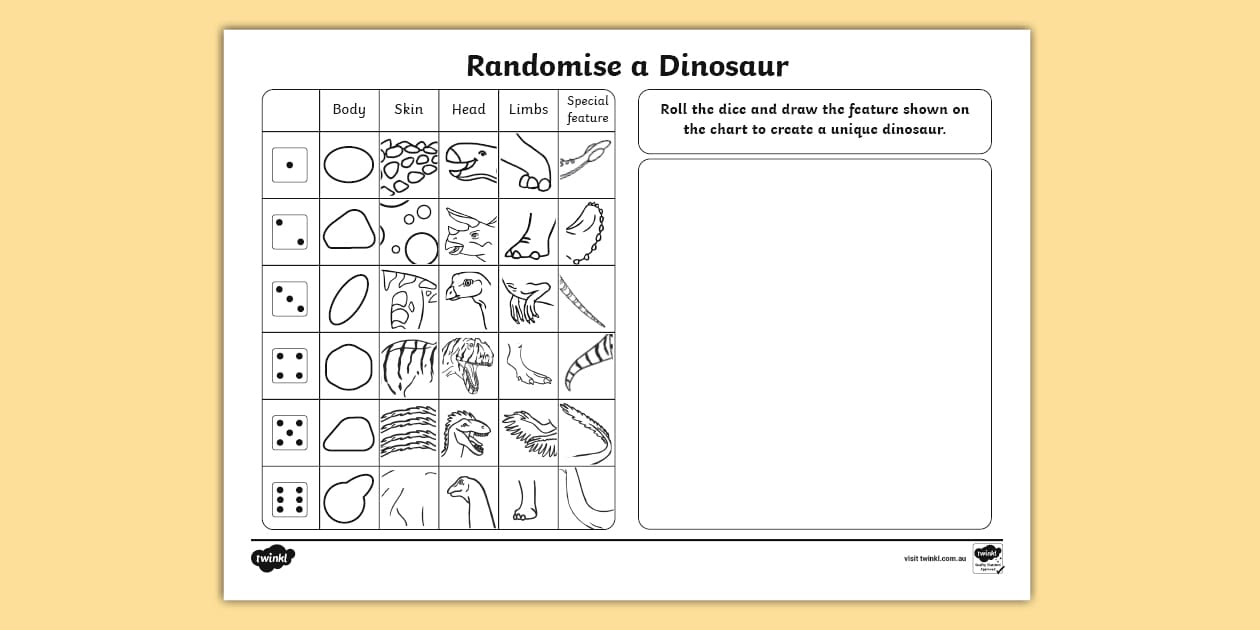 Randomise a Dinosaur Drawing Template (teacher made)