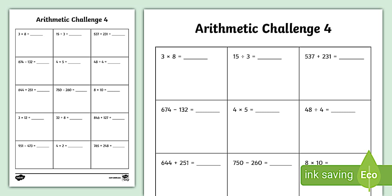 👉 Year 3 Arithmetic Challenge 4 (teacher made) - Twinkl