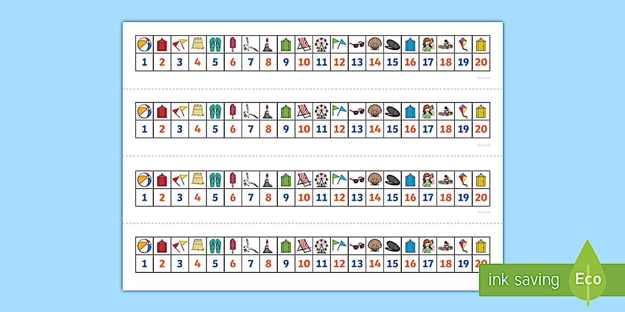 Seaside Number Track (1-20) (teacher made) - Twinkl