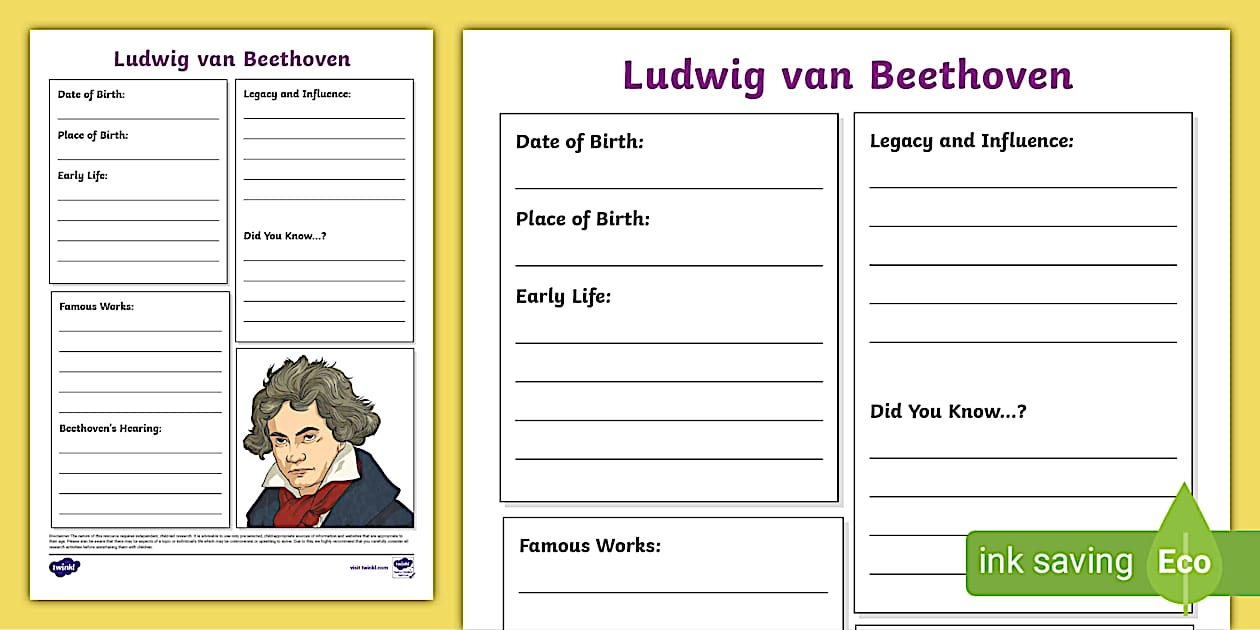 👉 Ludwig van Beethoven Fact File Template - Twinkl