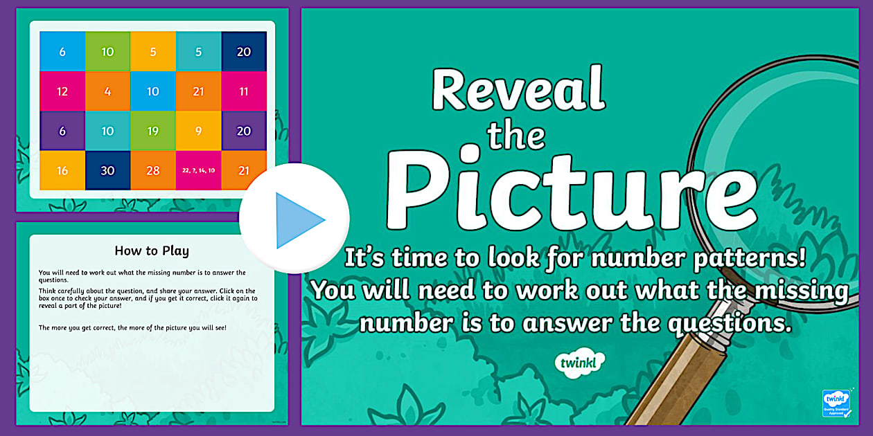 Number Patterns Reveal the Picture Plenary Activity - Twinkl