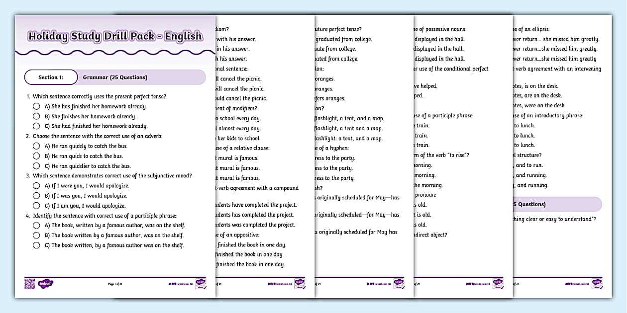 Holiday English Drill (teacher made) - Twinkl