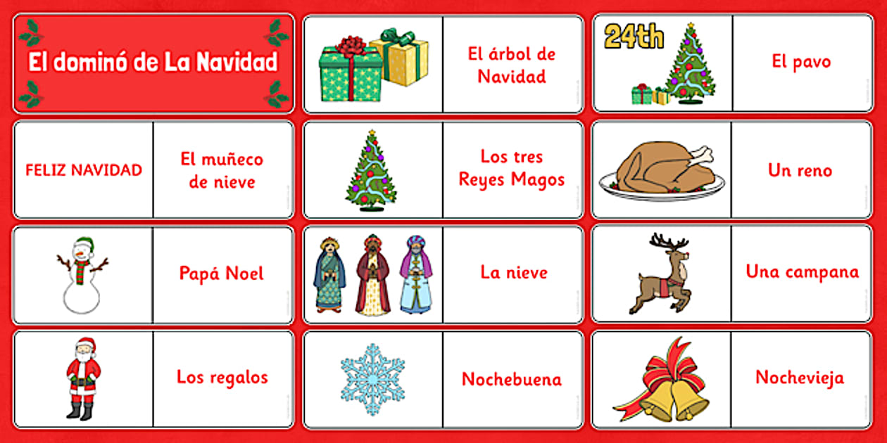 El domino de Navidad Spanish (Hecho por educadores) - Twinkl