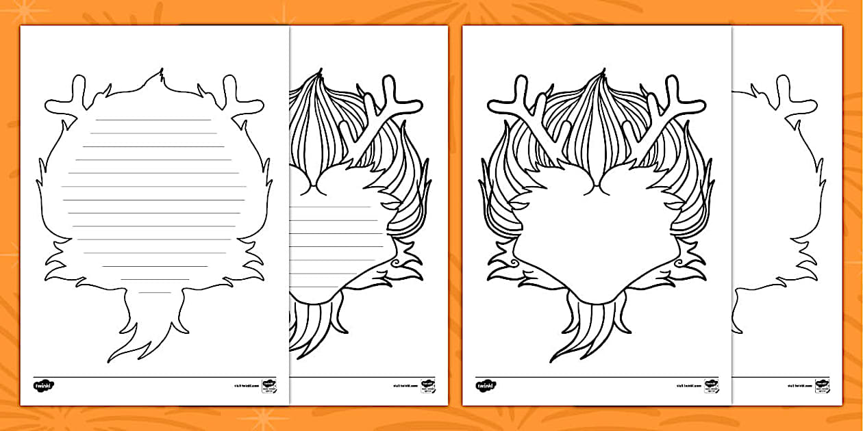 Chinese Dragon Face Writing Template Twinkl (teacher made)