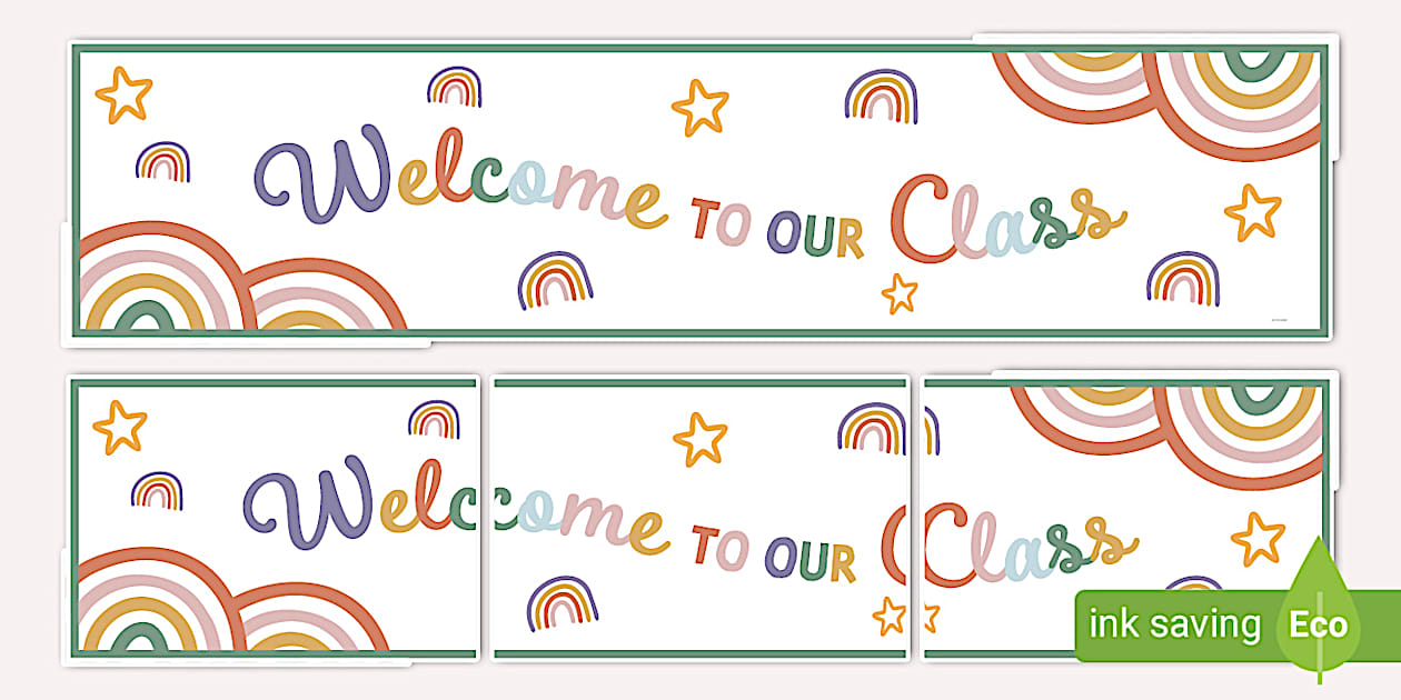 Welcome to Our Class Muted Rainbow Banner - Twinkl