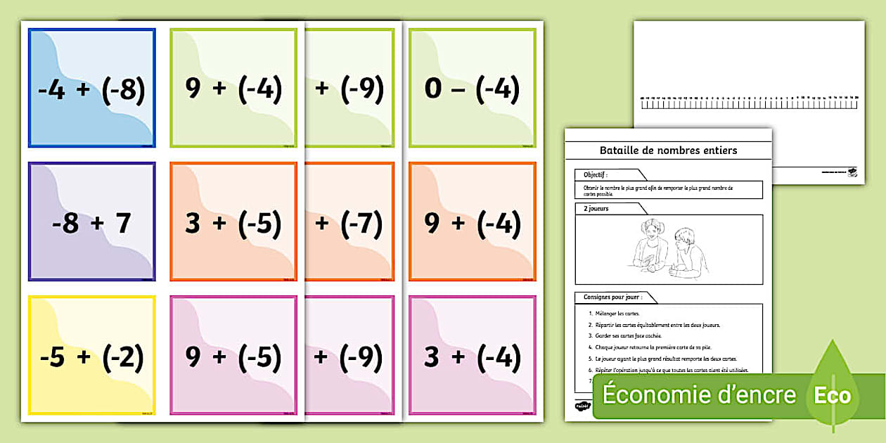 Bataille de nombres entiers (teacher made) - Twinkl