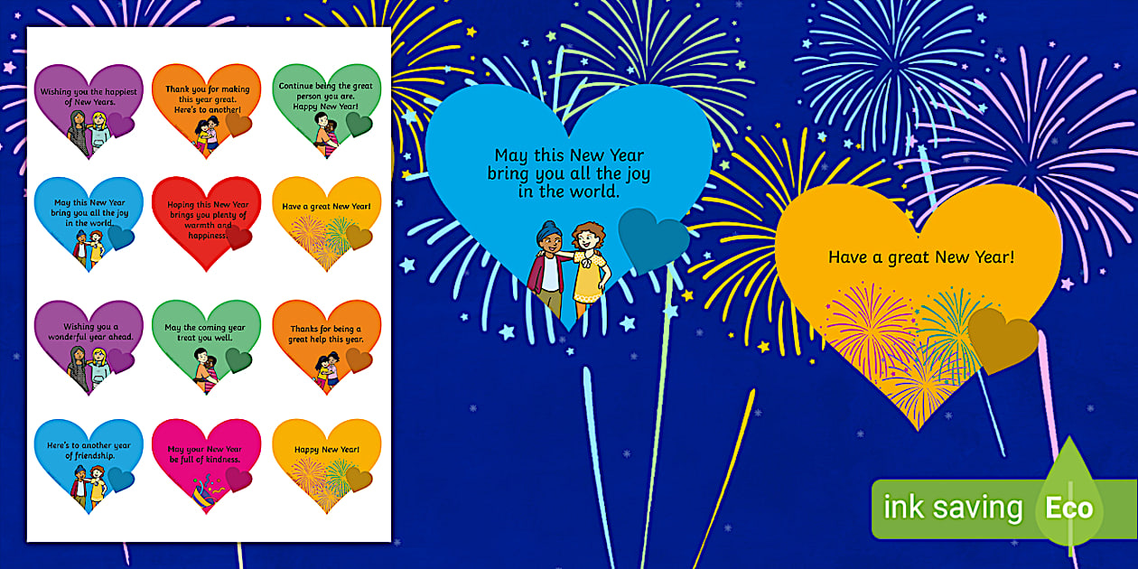 New Year Kindness Quote Hearts | Resources | Twinkl - Twinkl