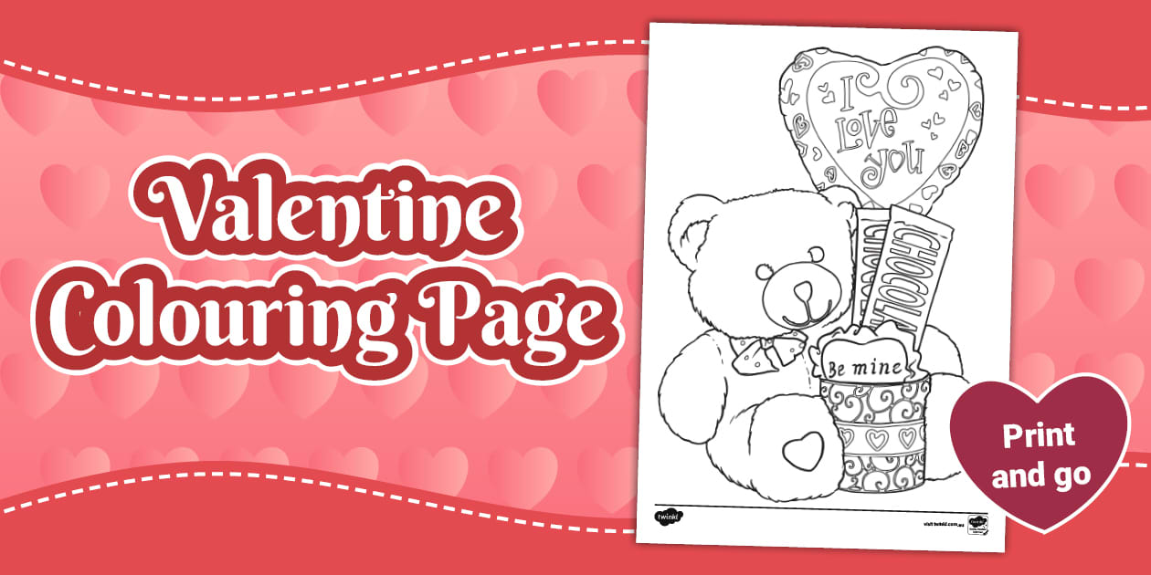 Valentine Colouring Page - Twinkl Australia