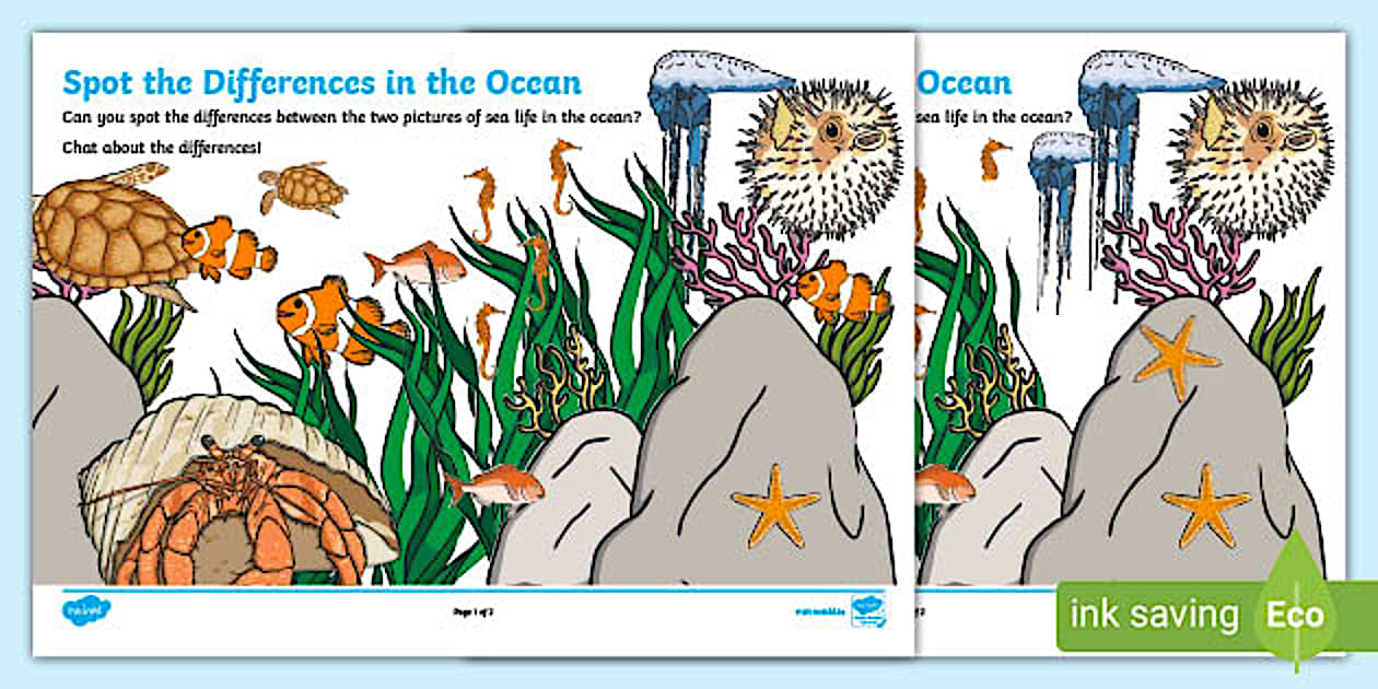 Spot the Differences in the Ocean - Twinkl