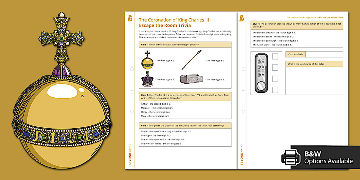 King Charles III Coronation Trivia Worksheet | Events | Beyond