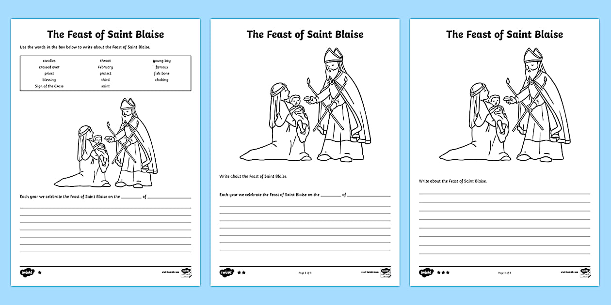 St Blaise activities | Worksheets | Easy to print