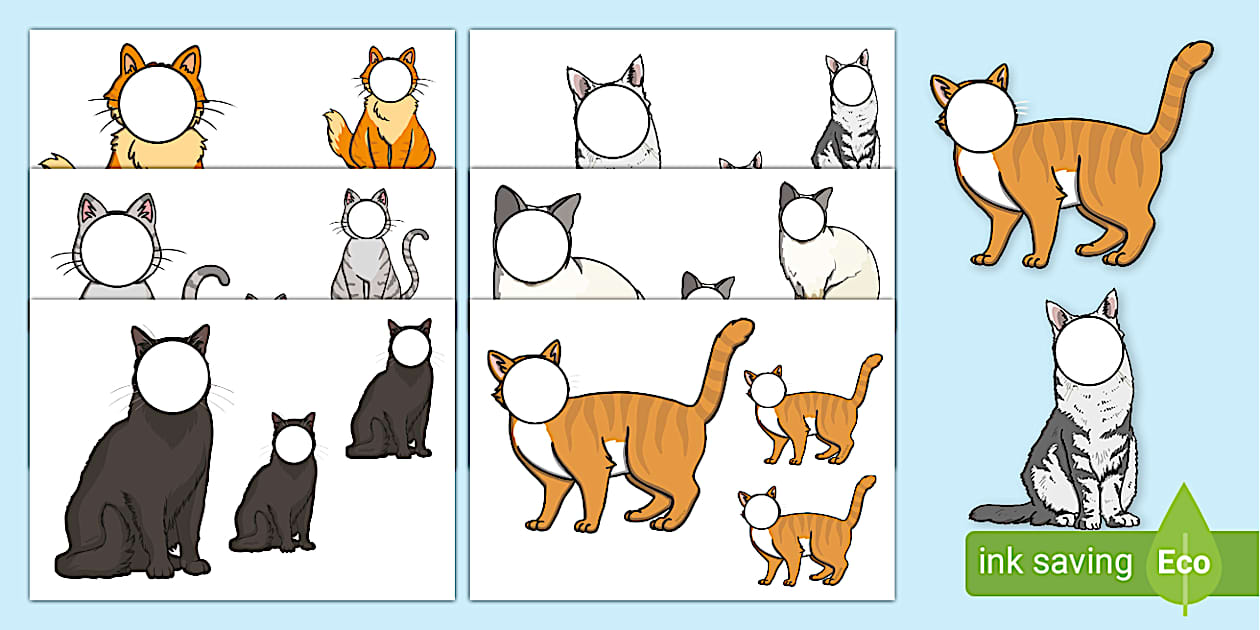 Editable Cat Face Cut-Outs - Twinkl - KS1 (teacher made)