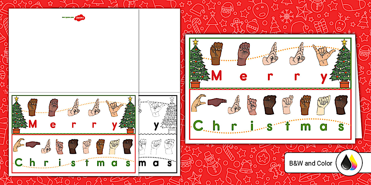 ASL Merry Christmas Greeting Card - Twinkl