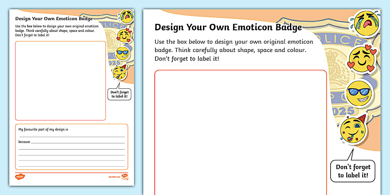 Design Your Own Emoticon Badge Activity (teacher made)