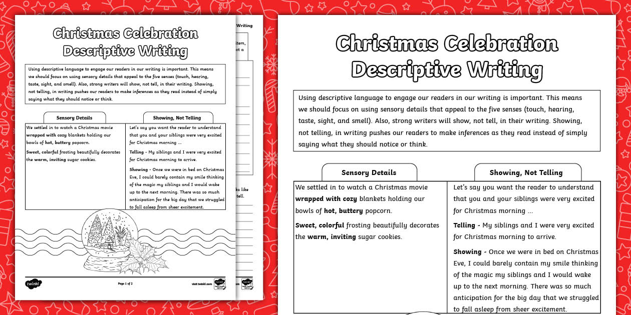 Sixth Grade Christmas Celebration Descriptive Writing