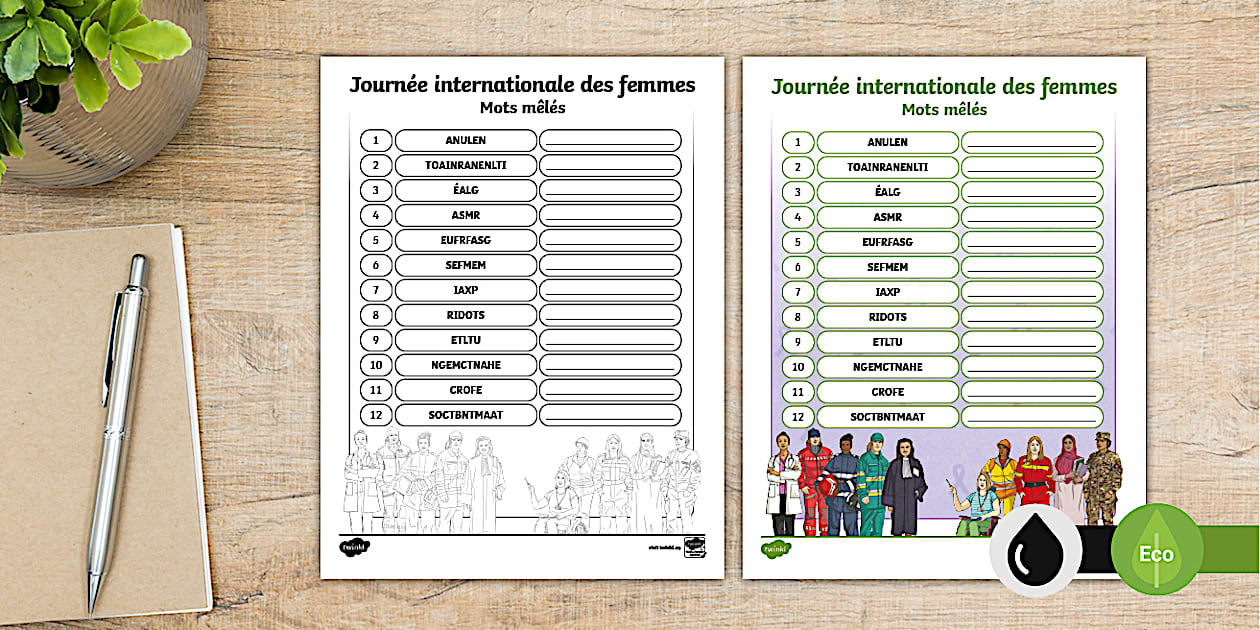 International Women's Day Intermediate Word Scramble French