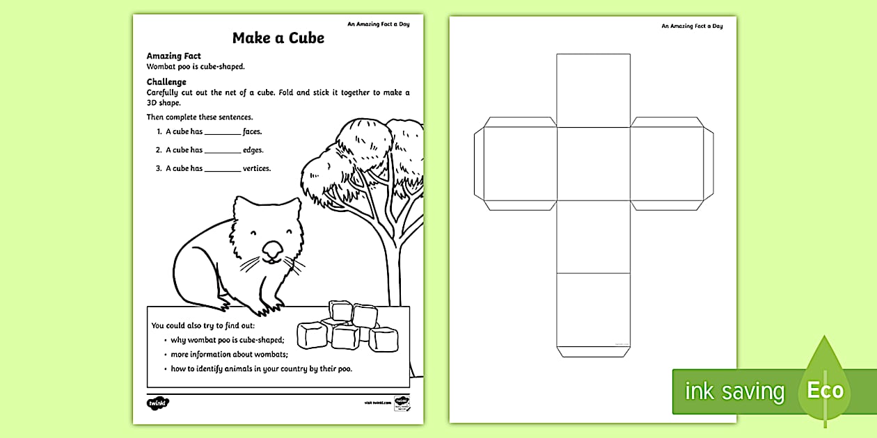 Make a Cube Worksheet / Worksheet (Teacher-Made) - Twinkl