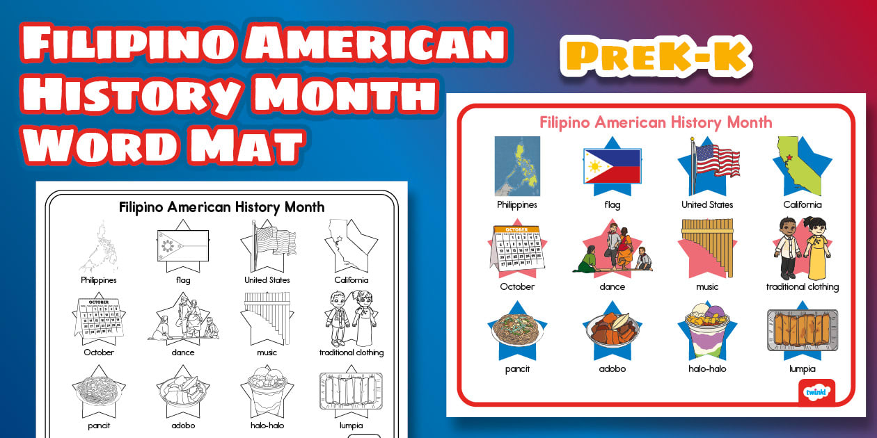 Filipino American History Month Word Mat (teacher made)
