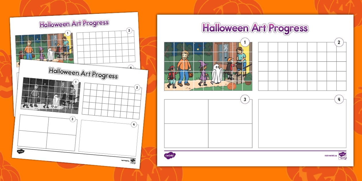 Halloween Art Progress Template - Twinkl