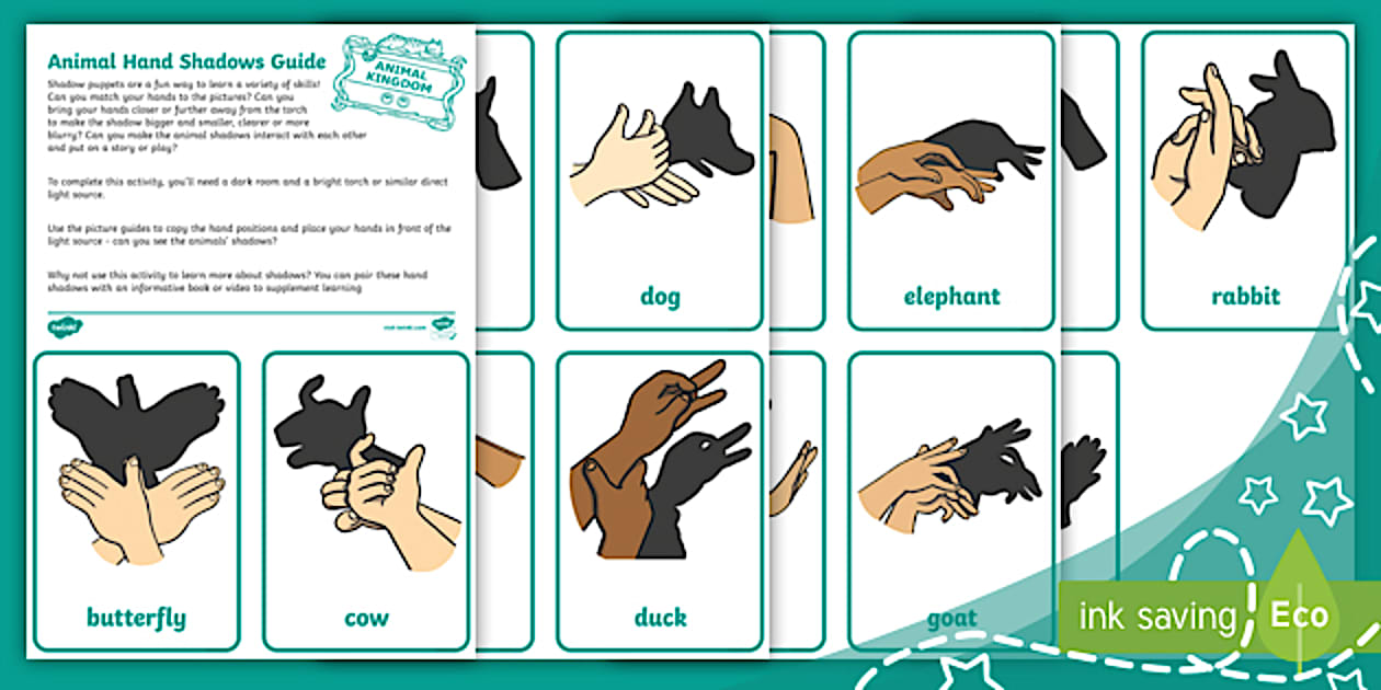 Animal Hand Shadow Puppets Guide (teacher made) - Twinkl