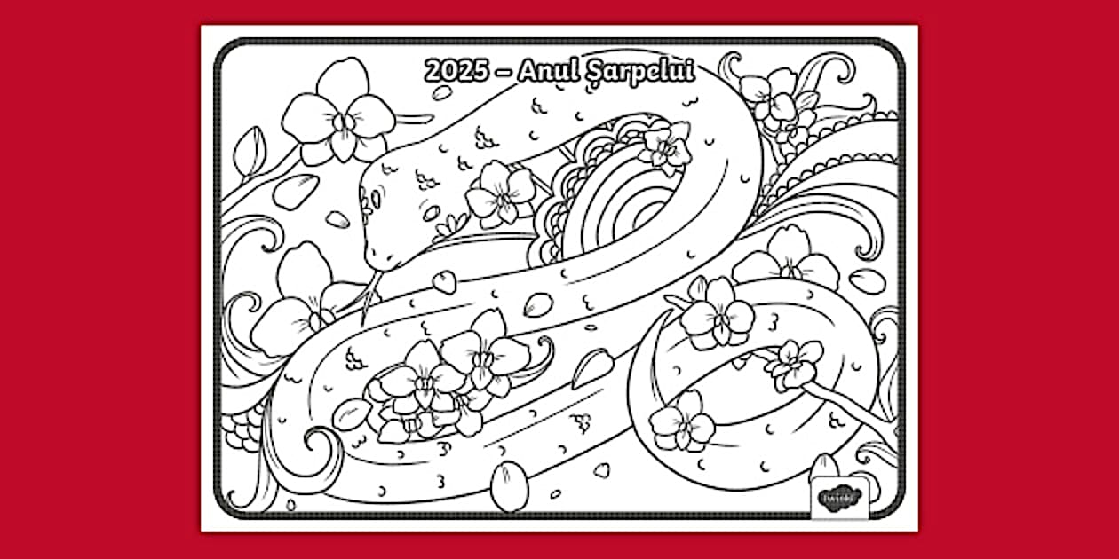 Anul Nou Chinezesc: Anul Șarpelui – Desen de colorat