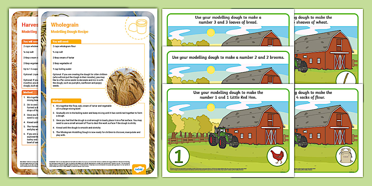 Editable The Little Red Hen Number Modelling Dough Recipe and Mat Pack