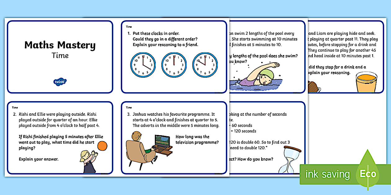 Editable Time Fluency Reasoning and Problem-Solving Maths Mastery Challenge