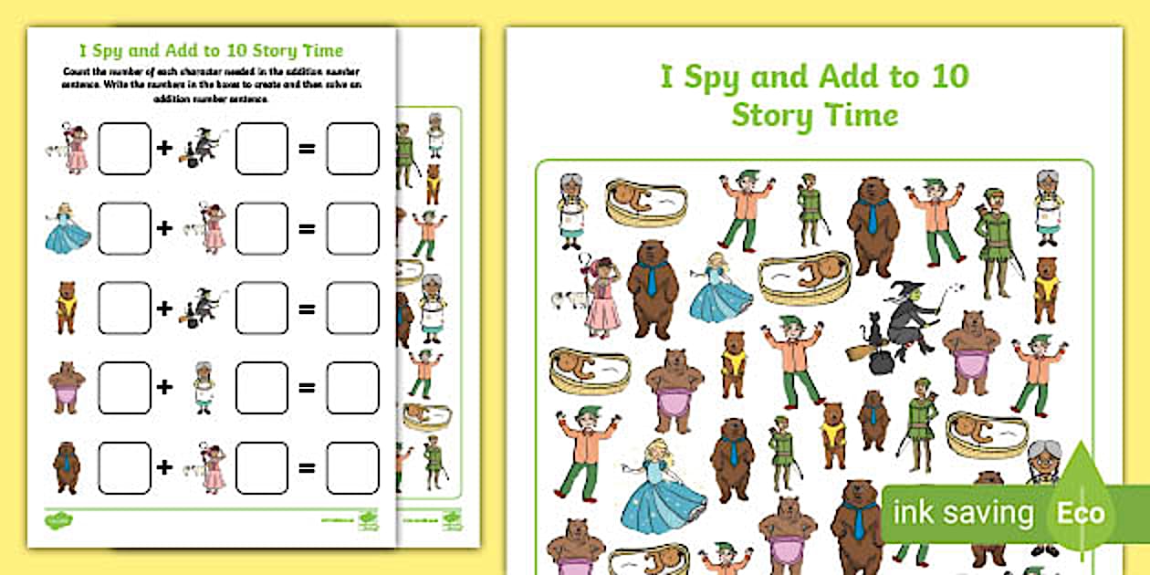 I Spy and Add to 10 Story Time Activity (teacher made)