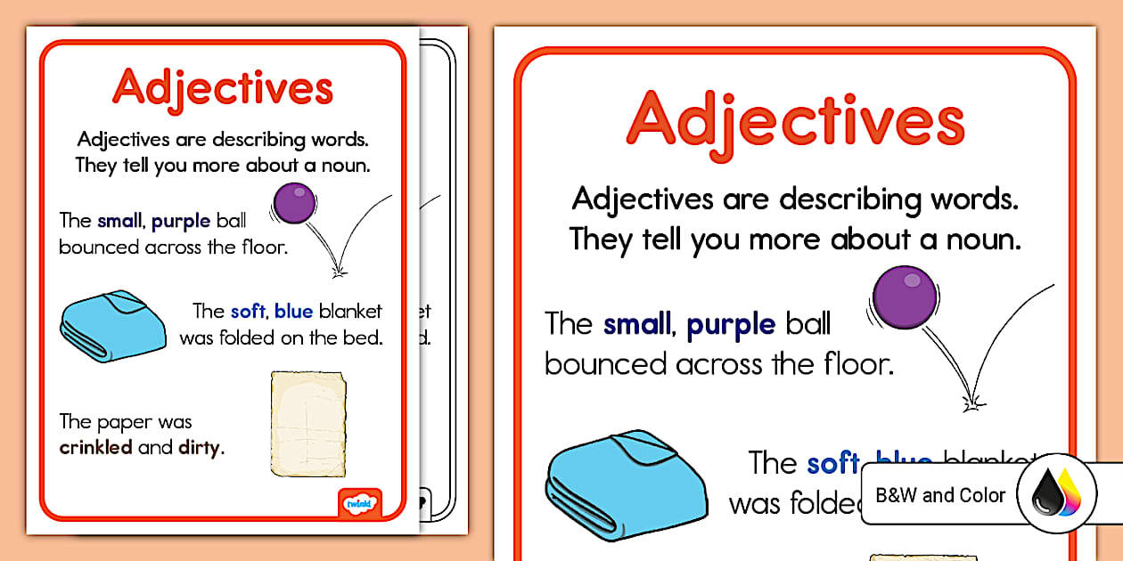 First Grade Adjectives Poster - Twinkl