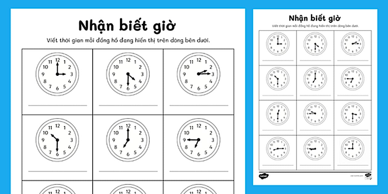 Bài Tập Xem Đồng Hồ - Phiếu Nhận Biết Giờ Cho Trẻ | Twinkl