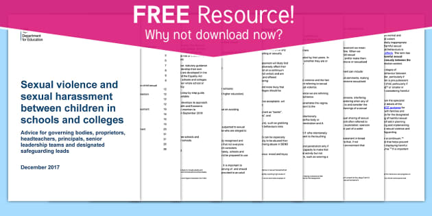 FREE! - Sexual Harassment and Violence between Children in Schools DfE ...