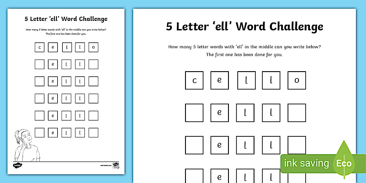 5 Letter 'ell' Word Challenge (Teacher-Made) - Twinkl