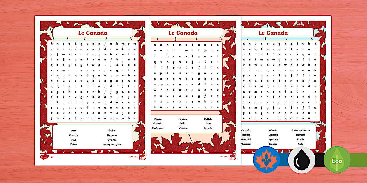 Mots Cachés Fête du Canada | Activité Ludique en Français