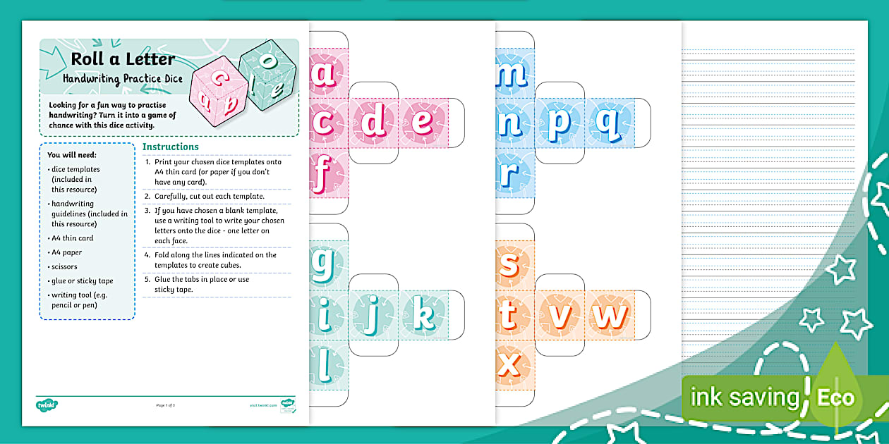 Roll a Letter: Handwriting Practice Dice (Ages 5 - 7)