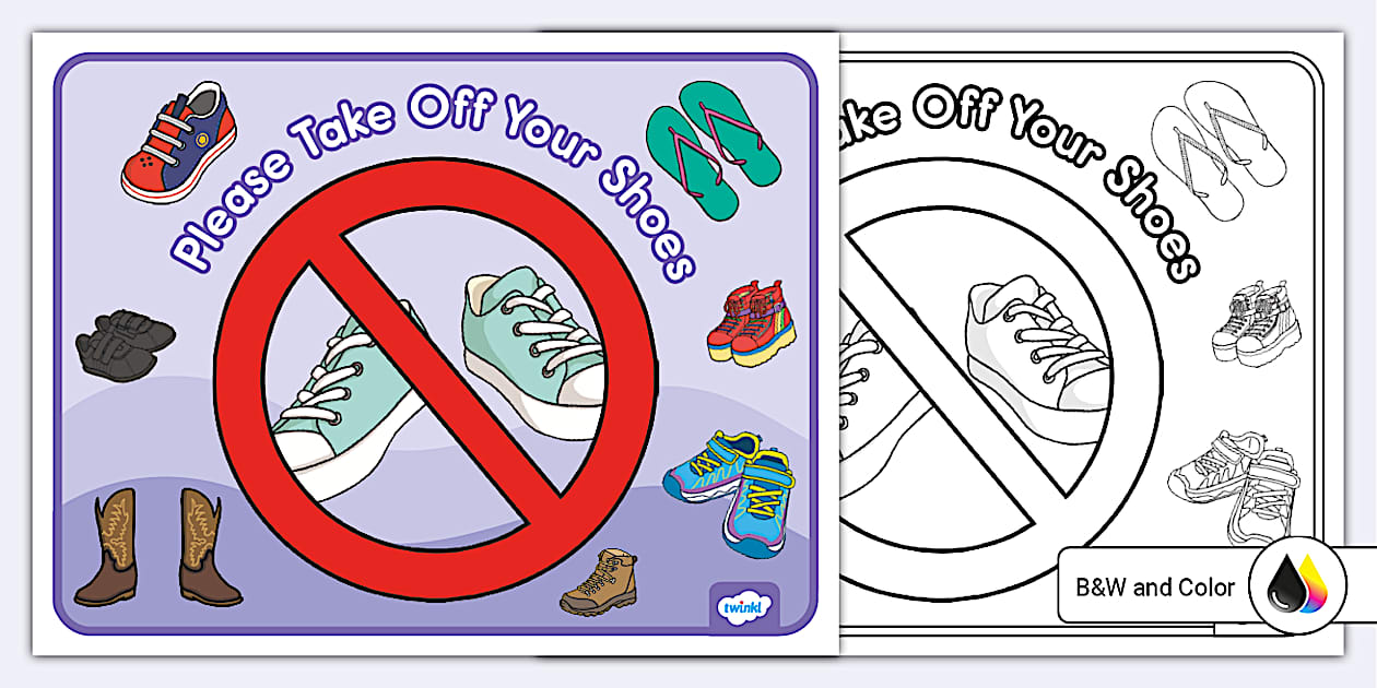Please Take Off Your Shoes Poster (teacher made) - Twinkl