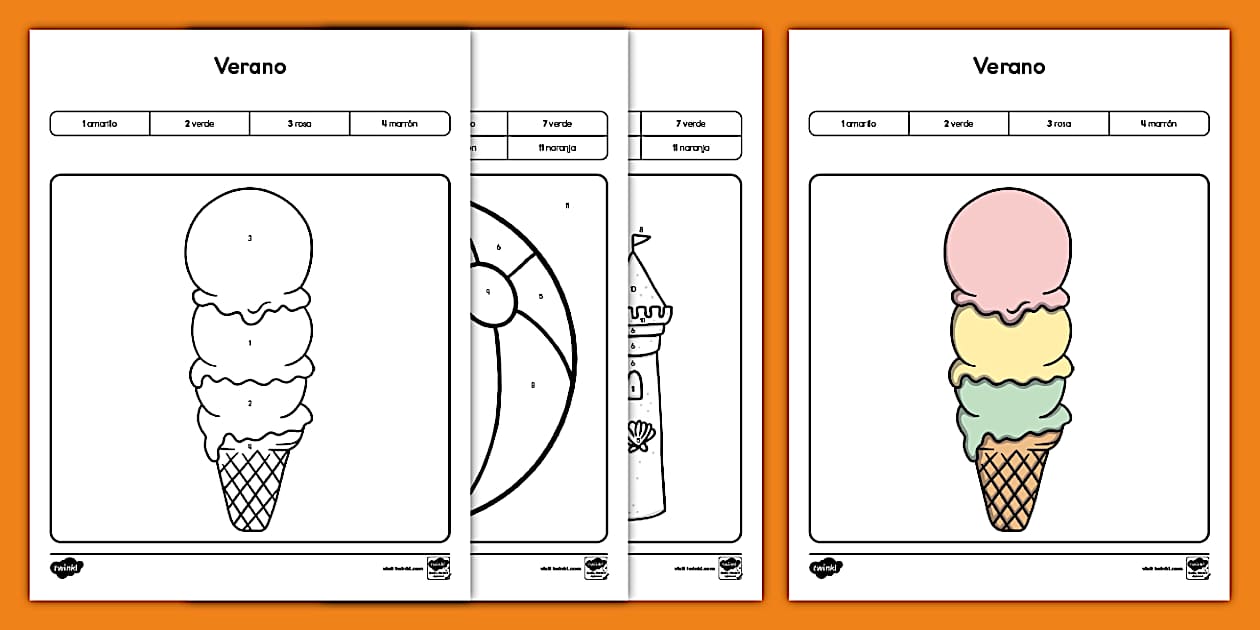 Colorea por número: Verano (teacher made) - Twinkl