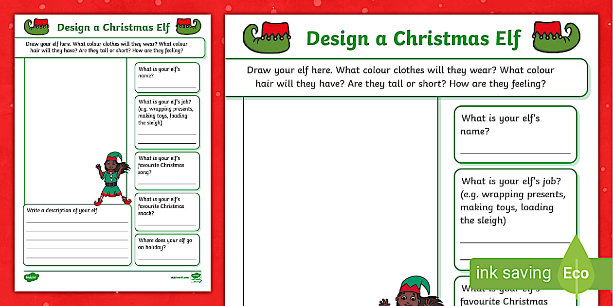 Design a Christmas Elf Activity Sheet (teacher made)